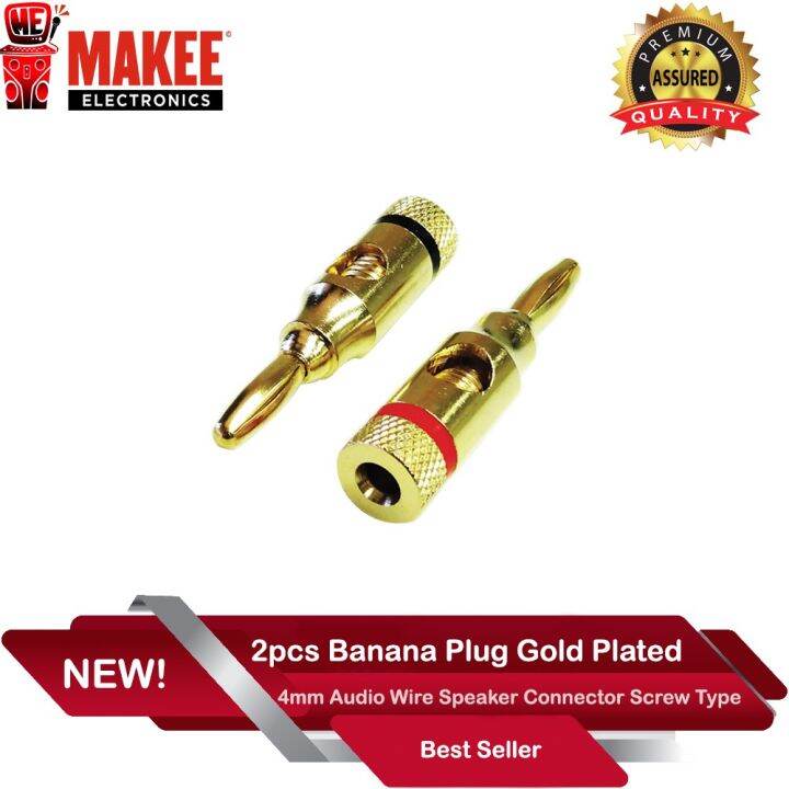 2pcs. Heavy Duty Gold Banana Plug 4mm Audio Wire Speaker Connector ...