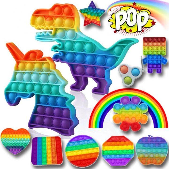 Push Pop It Fidget Toy Bubble Rainbow Round unicorn slime Silicone ...