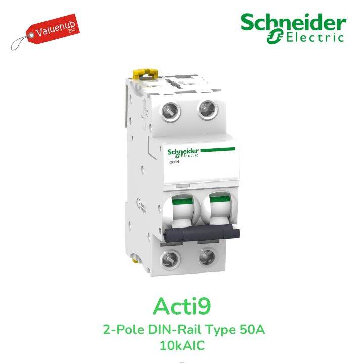A9F74250 Acti9 IEC, 2-Pole 50A DIN-Rail Type Circuit Breaker 230/400V ...