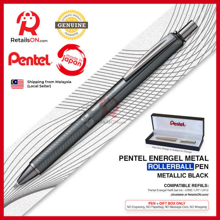 Pentel Energel Metal Rollerball Pen - Metallic Black / BL407 - Energel ...