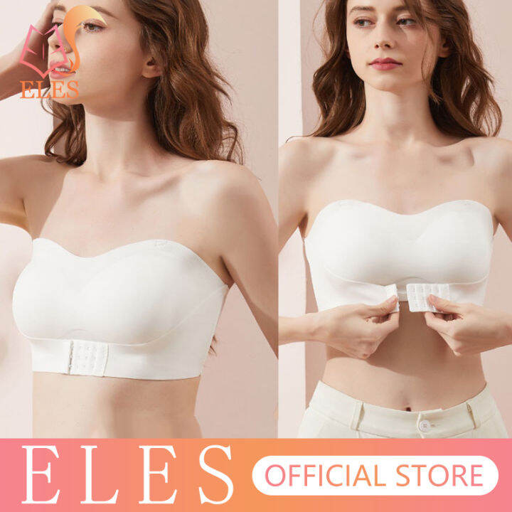 Eles Push Up Bra For Women Plus Size Bandeau Bra Strapless Tube Front