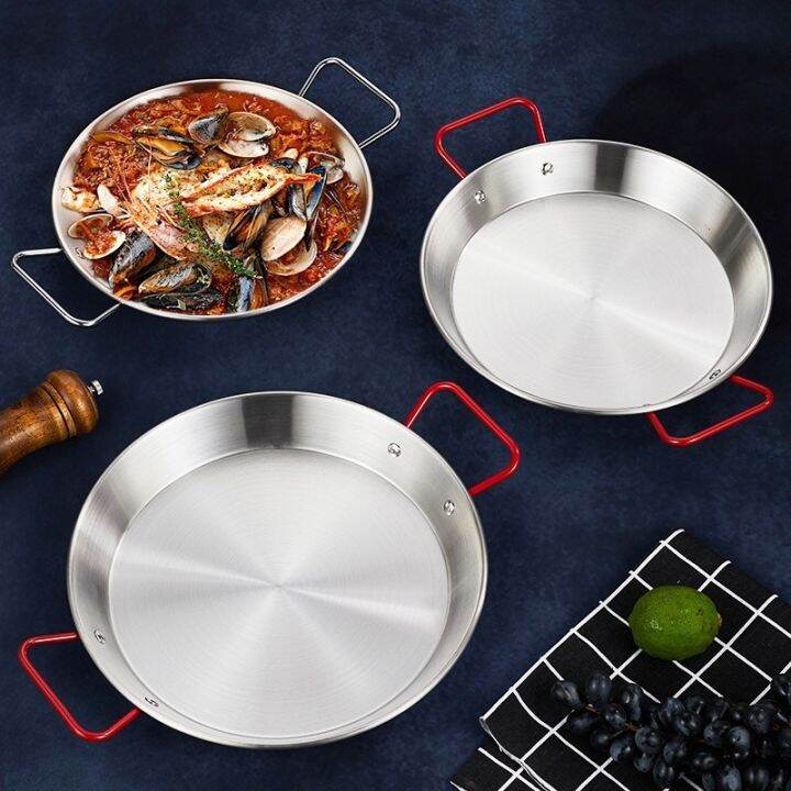 ∏☾ Stainless steel double ears seafood dish crayfish dry pot flat ...
