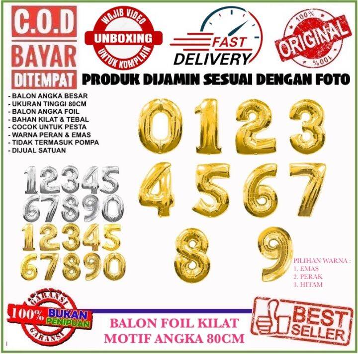 BALON FOIL KILAT ANGKA 80CM ULANG TAHUN HAPPY BIRTHDAY HBD ORNAMEN | Lazada Indonesia