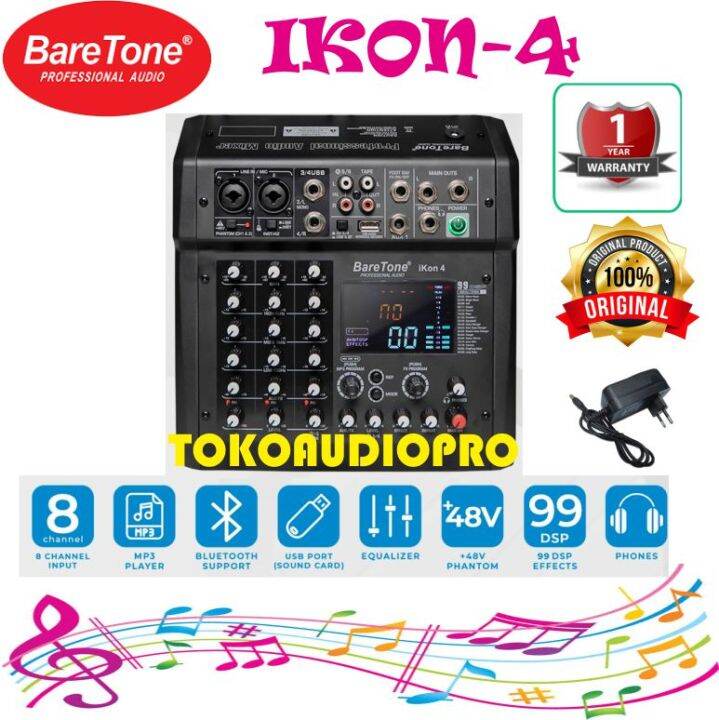 Baretone Ikon-4 4-Channel Mixer audio Dengan Bluetooth dan Efek IKON4 | Lazada Indonesia