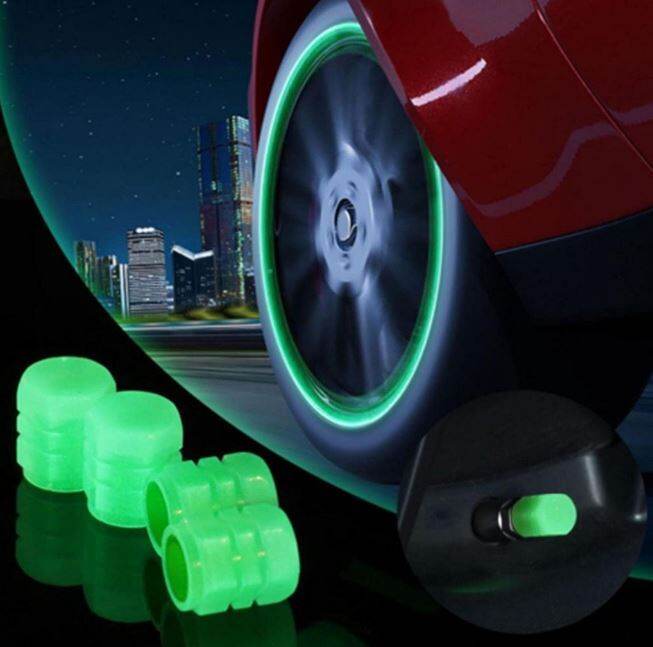 Universal Silicone Fluorescent Tire Cap Tyre Nut Luminuos Valve Cap ...