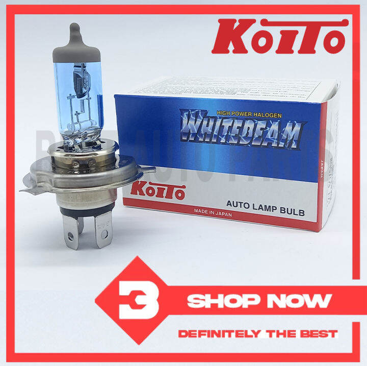KOITO Car Headlight ( White Beam ) Halogen Bulb H4 / T16 || 12V 60/55W - 0456WB ( Sold per Piece ...