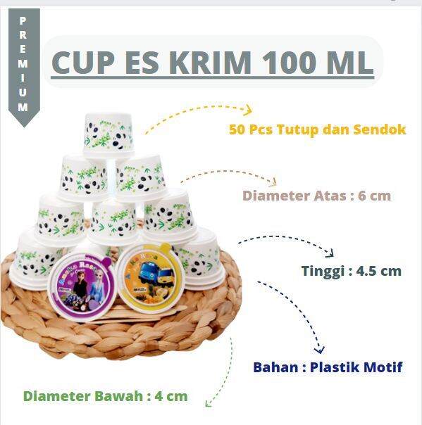 cup agar agar 100ML cup plastik gelas cup motif 100ML LENGKAP TUTUPN ...