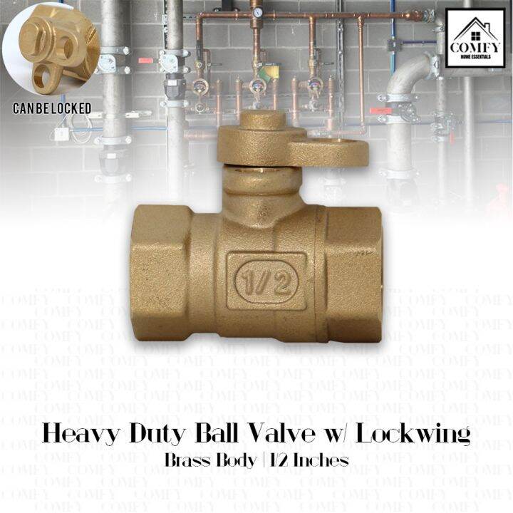 1/2" Lockable Brass Body Heavy Duty Ball Valve With Lockwing Water ...