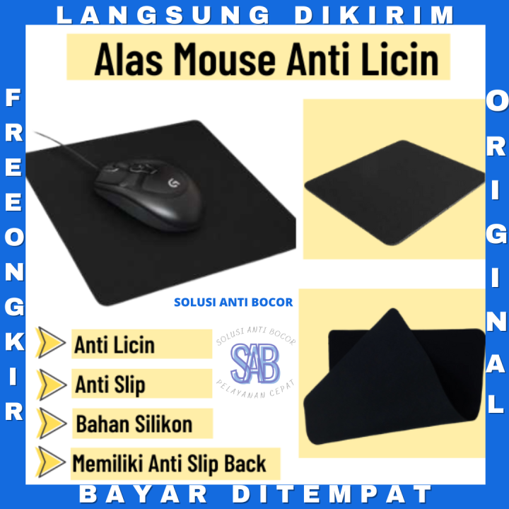 Smooth Mouse Pad Laptop dan Komputer Hitam Anti Selip Tatakan Mousepad ...