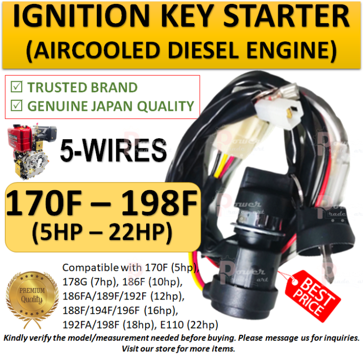 INGITION SWITCH KEY STARTER WITH 5 WIRINGS Aircooled Diesel Engine ...