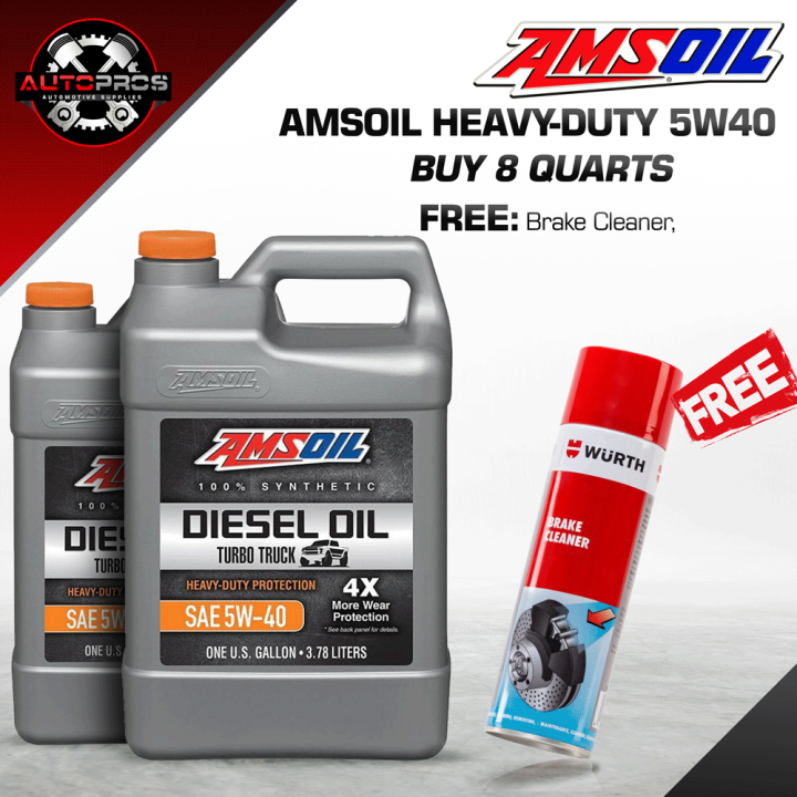 AMSOIL Turbo Truck 5W-40 Diesel Engine Oil 5W-40 8 Quarts ( FREE BRAKE ...