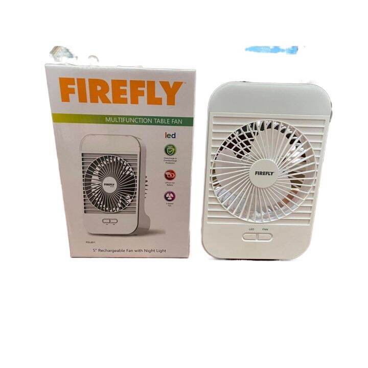 FIREFLY 5 RECHARGEABLE FAN WITH NIGHT LIGHT AC/DC PORTABLE fan | Lazada PH