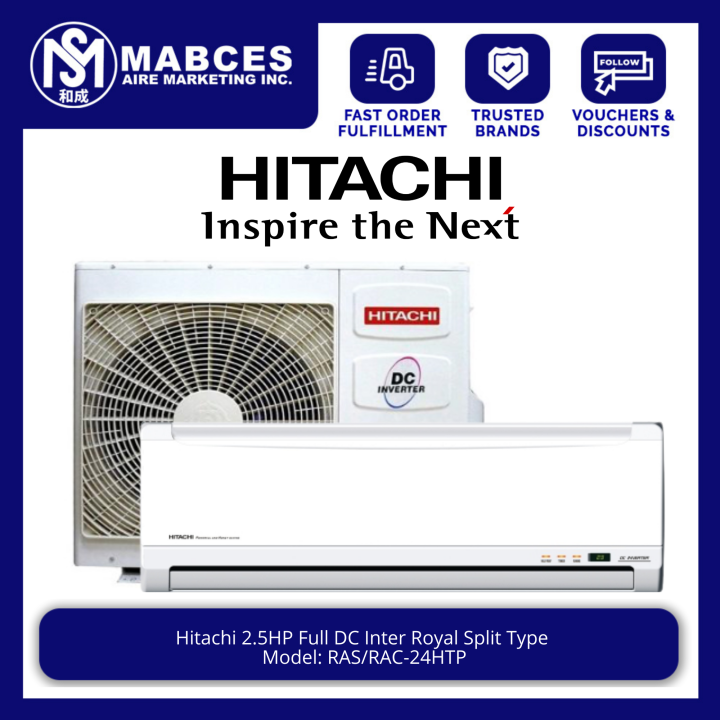 Hitachi 3HP Royal Wall Mounted Split Type Full DC Inverter Aircon RAS/RAC-30HT/HTP | Lazada PH