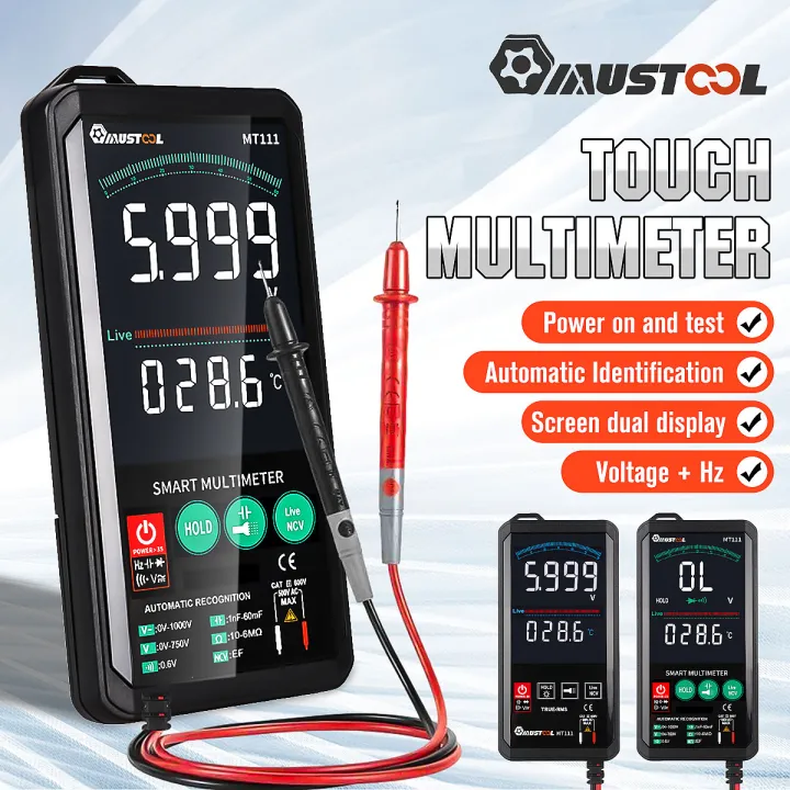 Mustool MT111 Touch Screen Digital Multimeter 6000 Counts Digital ...