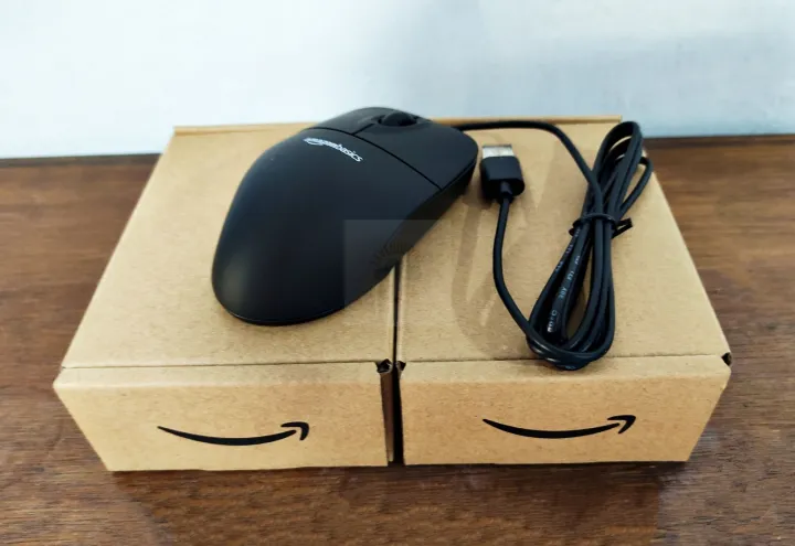 Amazon Basics 3-Button Wired USB Computer Mouse - Black | Lazada PH