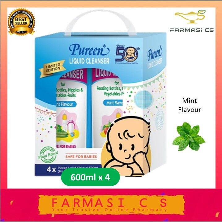 Pureen Refill Liquid Cleanser 600ml x 4 (MINT FLAVOUR ) EXP:11/2024 ...