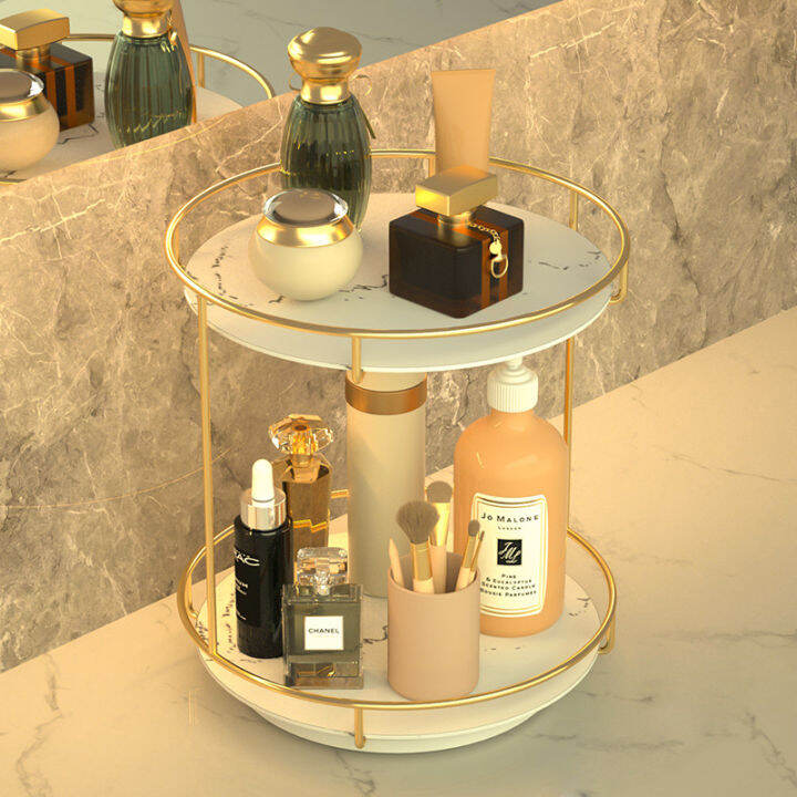 LD-K134 Rak Kosmetik Bulat 2 Tingkat Rak Putar 360 Derajat / Tempat ...