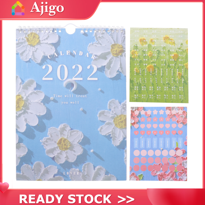 Ajigo【พร้อมส่ง】ปฏิทินติดผนังสมุดติดผนังใช้งานได้จริงสมุดแขวนปฏิทิน2022พร้อมสติ๊กเกอร์ Lazada
