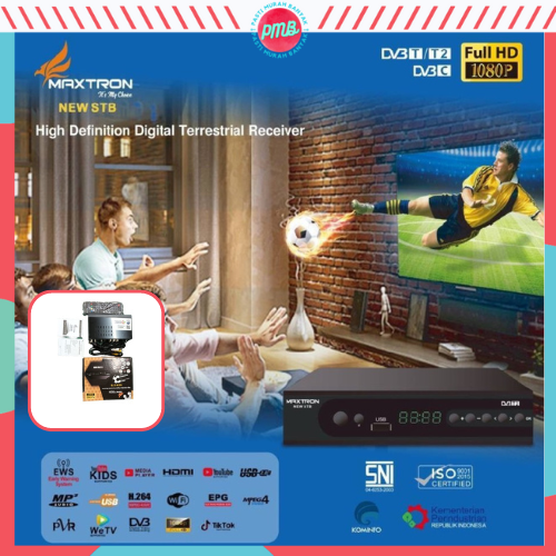 PMB Set Top Box STB DVB T2 Maxtron Receiver TV Tabung Analog Ke TV ...