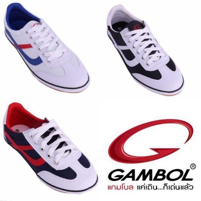 รองเท้าผ้าใบ Gambol สีดำ สีกรม สีขาว | Lazada.co.th