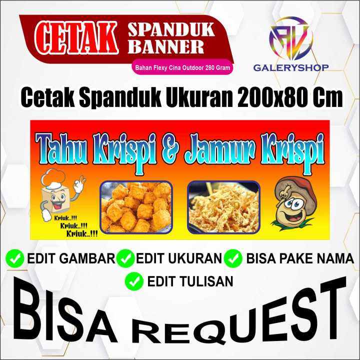 cetak spanduk banner jualan tahu krispy danjamur krispi 200x80 cm ...