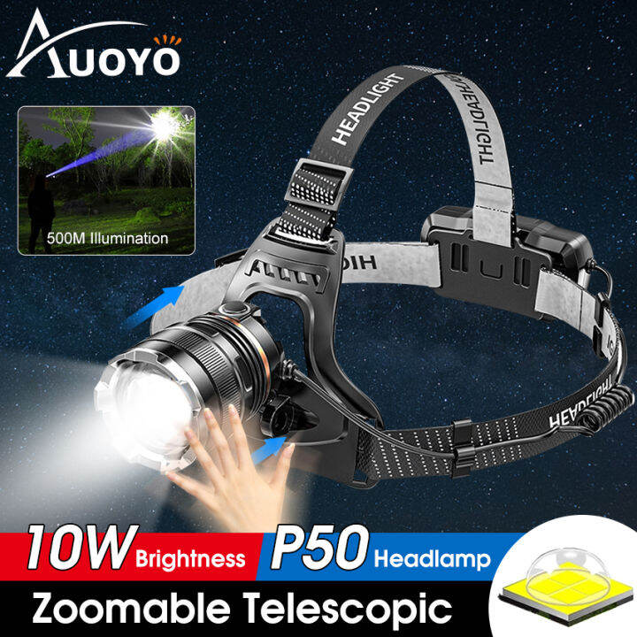 Auoyo Headlamp waterproof headlamp rechargeable P50 Headlamp Induction Headlight Intelligent ...