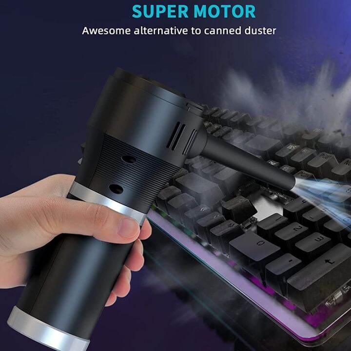 USB-C Portable Vacuum Cleaner Air Duster with LED Light 2 in 1 Clean ...