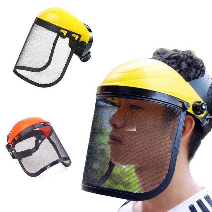 FGBP With Full Face Grass Trimmer Helmet Mesh Face Protector Garden Safety Hat Garden Helmet ...