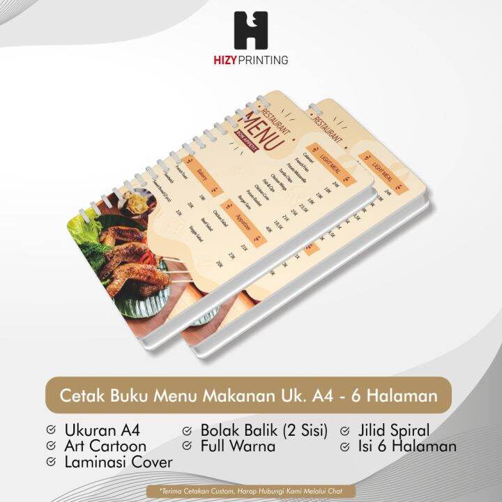 Cetak Buku Menu Makanan Ukuran A4 - 6 Halaman - Cover Laminasi *DAPAT 4 ...