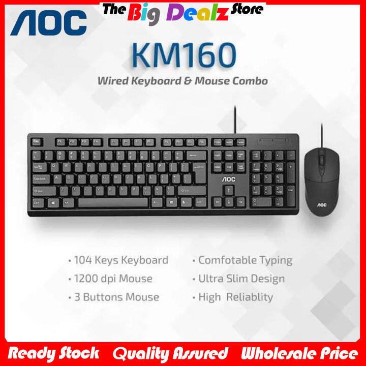AOC Wired Keyboard KM160 + Mouse Combo Set, Office Computer Keyboard ...