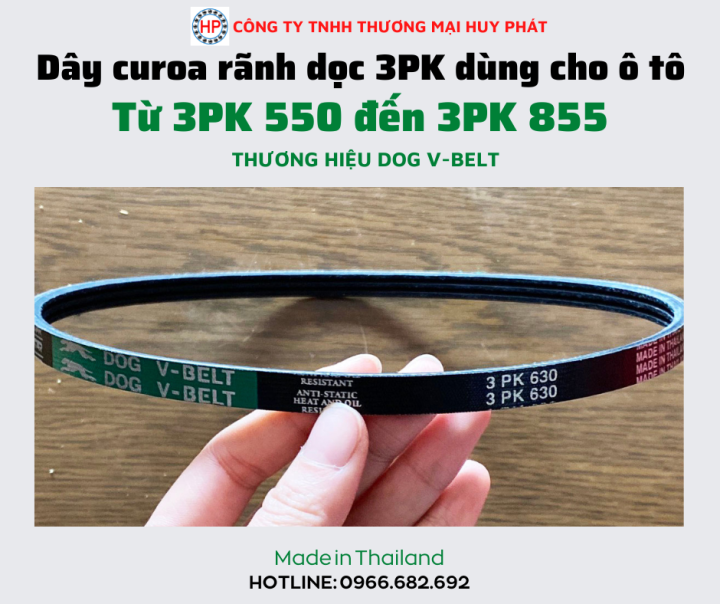 Dây curoa rãnh dọc 3PK dùng cho ô tô từ 3PK 550 đến 3PK 855 thương hiệu ...