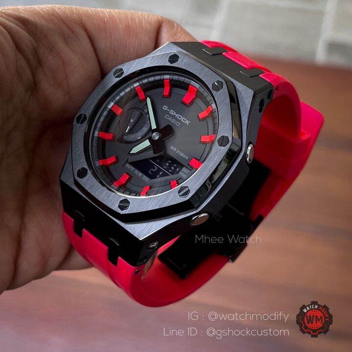 G-Shock Custom AP Style Black Red Dial and Rubber Sport Luxury Gen3 ...