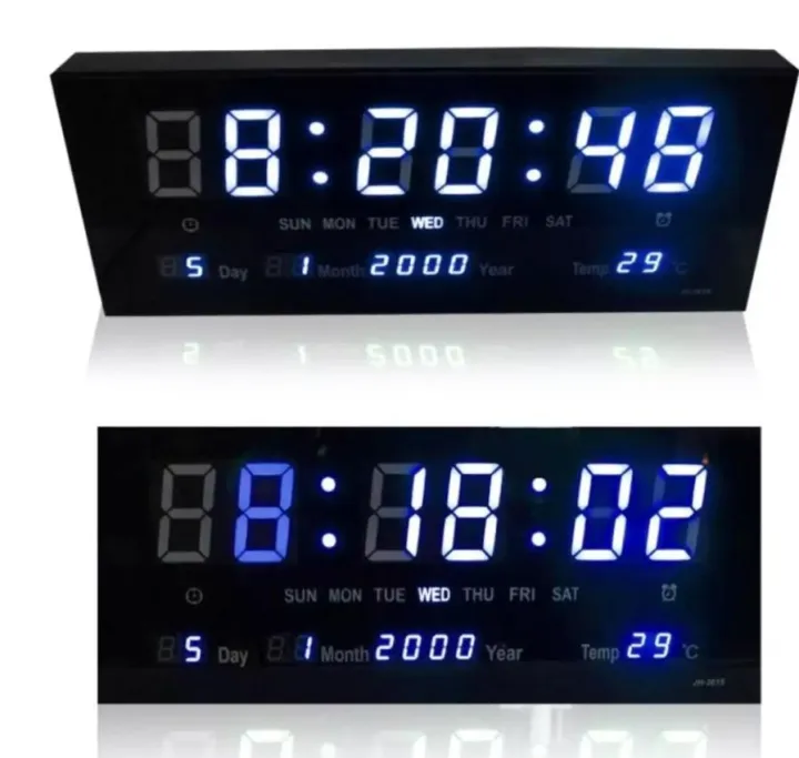 นาฬิกาดิจิตอล LED DIGITAL CLOCK แขวนผนัง รุ่น JH3615 สีฟ้า | Lazada.co.th