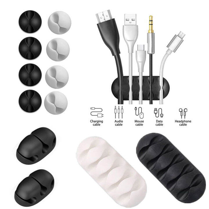 Silicone USB Cable Organizer Clip Cable Winder Desktop Tidy Management Clips Cable Holder for ...