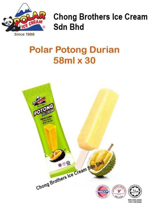 Polar Ice Cream 30 pcs Durian Flavour Potong Ice Cream Frozen Snack ...