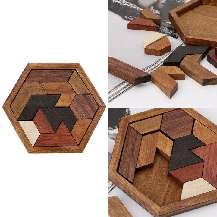【Ready stock】 3D Chinese Wooden Puzzle Game Chexagon Model Brain Teaser ...