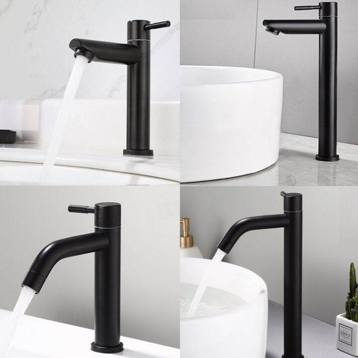 SUS304 Lavatory Faucet Tall Basin Bathroom Tap Stainless Steel Single ...