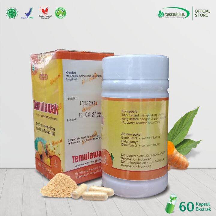 1 Botol Herbal Capsul Temulawak 60 Kapsul Temu Lawak - Obat Maag dan ...