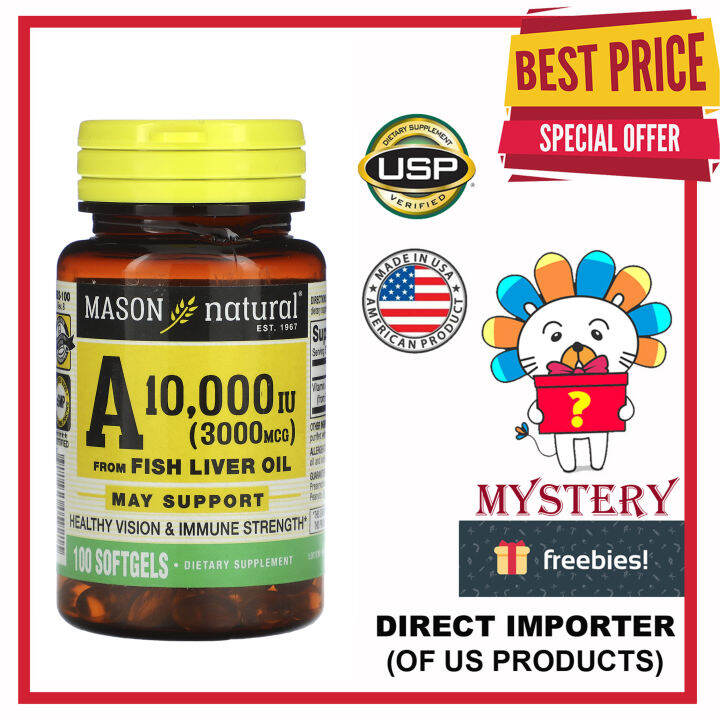 Mason Natural, Vitamin A from Fish Liver Oil, 3,000 mcg (10,000 IU ...