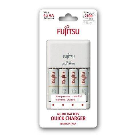 Fujitsu 2 Hour Quick Charger + 4 pcs AA 2000mAh Ni-MH Rechargeable ...