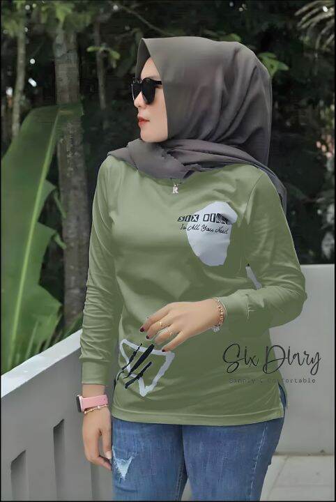 Baju Kaos Atasan Blus Pakaian Six Diary Bahan Import Adem Tebal Wanita ...