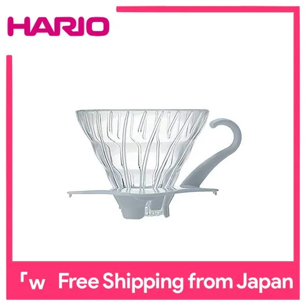 HARIO V60 01 Heat Resistant Glass Transparent Coffee Dripper White Coffee Drip 12 cups VDG-01W ...