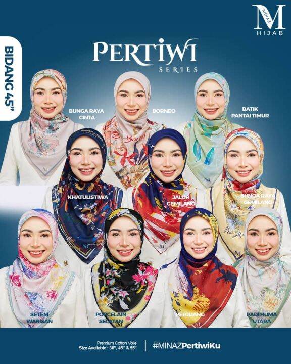 MINAZ HIJAB TUDUNG BAWAL COTTON BIDANG 45 DAN 55 | Lazada