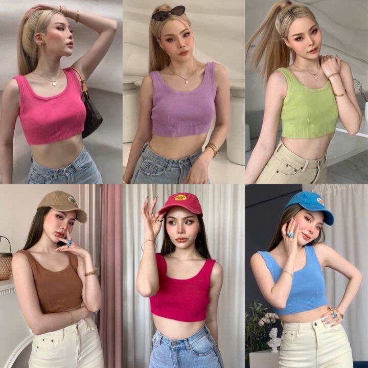 CANDY CROP | เสื้อกล้ามไหมพรมสีสันสดใสรับซัมเมอร์ | Lazada.co.th