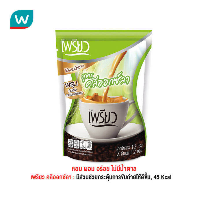 Preaw เพรียว อินสแตนท์ คอฟฟี่ สูตรคลีออกซ์ลา 12ซอง | Lazada.co.th