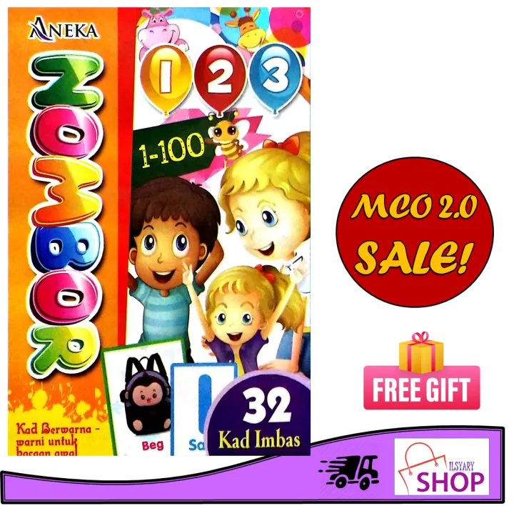 Flash card Nombor 123 (32 pieces) Early learning baby Study kids ...