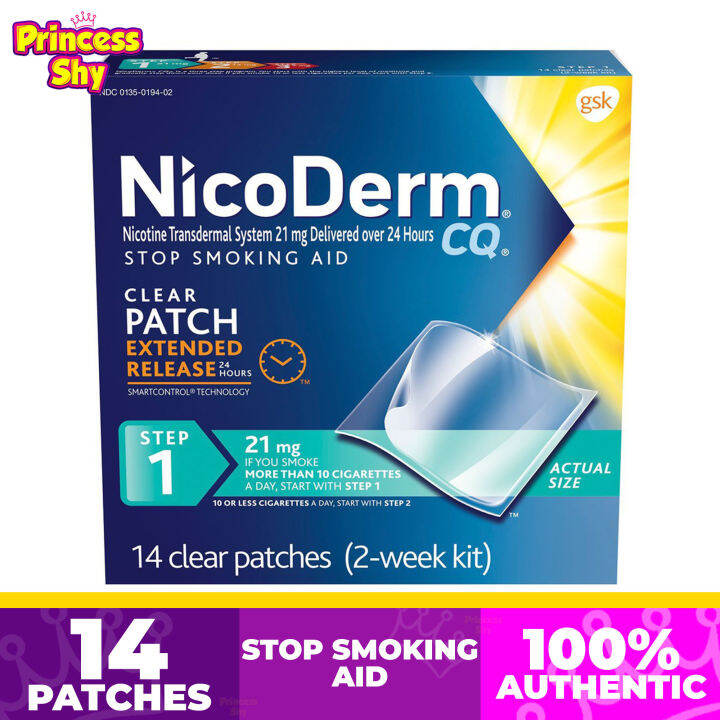 NicoDerm CQ Clear Patch Step 1 Extended Release Stop Smoking Aid 14 ...