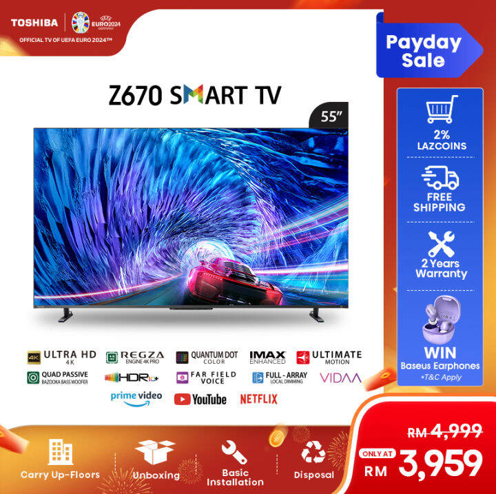 [2023 NEW] Toshiba 55" Direct LED 4K 144Hz Quantum Dot Smart TV / Gaming TV / Television ...