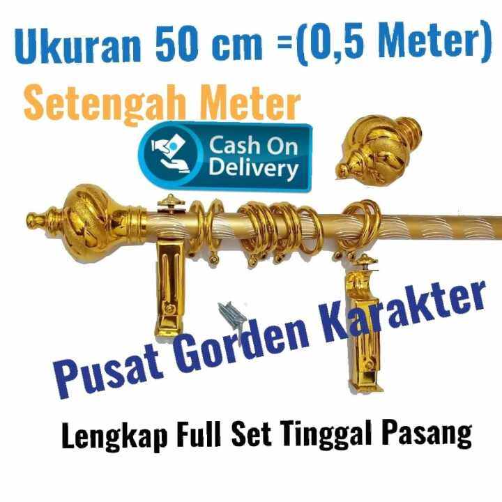 Besi gorden hordeng bulat batangan ROLLET CRYSTAL GOLD ukuran 50 cm ...