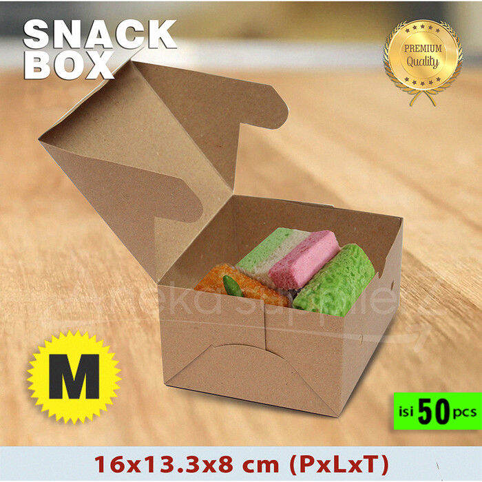 Kotak Box Kue Bolu KRAFT COKLAT - Snack Box M (50 pcs) | Lazada Indonesia